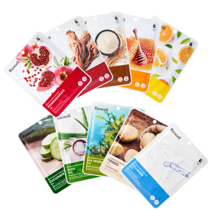 Ricocell Korean Face Mask Sheet 1Pcs Moisture Essence Face Mask Sheet ...