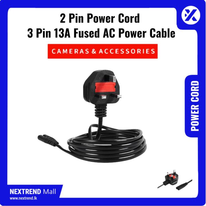 2 Pin Power Cord 3 Pin 13A Fused AC Power Cable | Daraz.lk