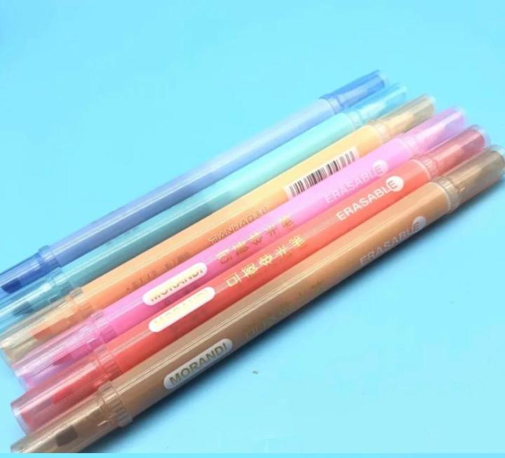 6pcs Morandi Color Erasable Highlighter Double-Headed Macaron Color ...