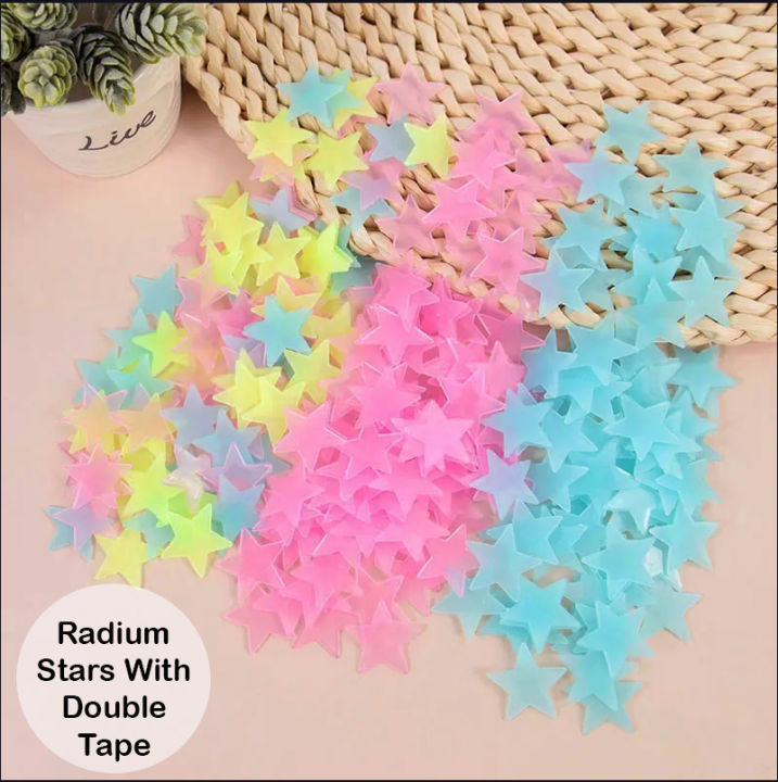Radium Stars 50 pcs Wall Stickers Night Glowing Stars Plastic Radium ...