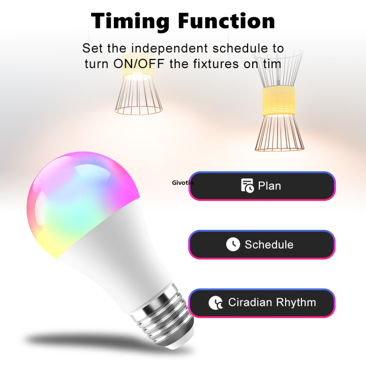 SMATRUL Smart Light Bulb Dimmable RGB Bulb Timer Control LED Work for ...