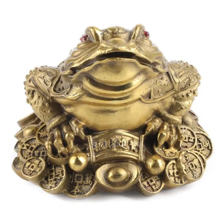 Alloy Gold Lucky Frogs Sculptures Chinese Feng Shui Three-legged Toads ...