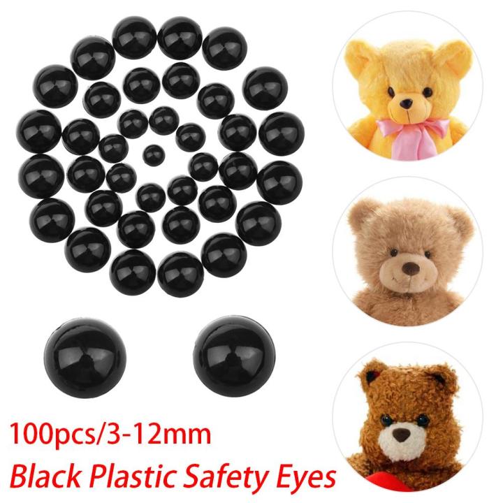 100pcs DIY Crafts Plastic Plush toy Black Safety Eyes Animals Puppets ...