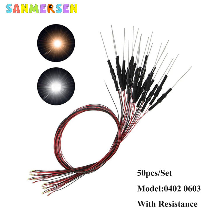 50pcs 0402 0603 With Resistance Smd Lamp Litz Led Pre-Soldered Chip ...