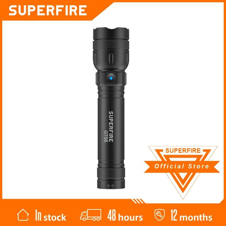 SUPERFIRE GTS6 7W Mini EDC LED Flashlight 5 Modes USB-C Rechargeable Built in 18650 Battery ...