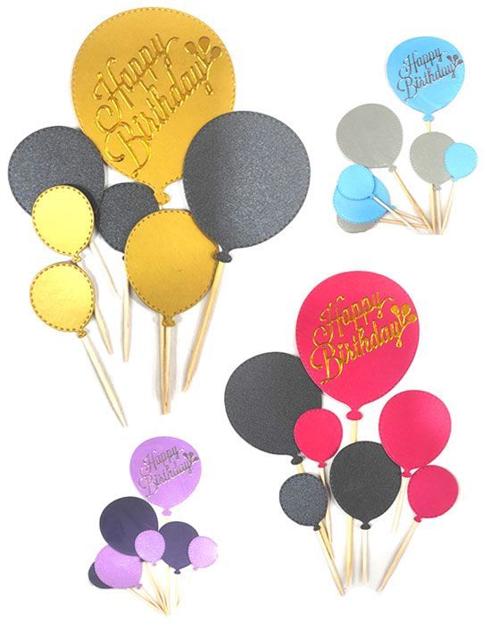 7 Pcs Cake Decoration Cup Cake Round Cardboard Small Topper Happy ...