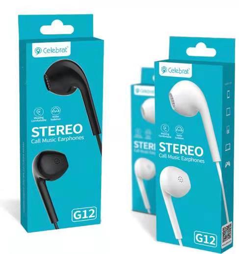 Celebrat Earphone G12 Stereo Handfree 3.5mm With Mic Wire Earphone For ...