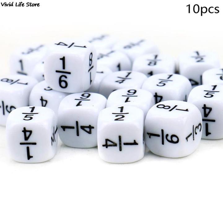 10Pcs/Set 16*16mm Fraction Dice White Fractional Number Dices ...