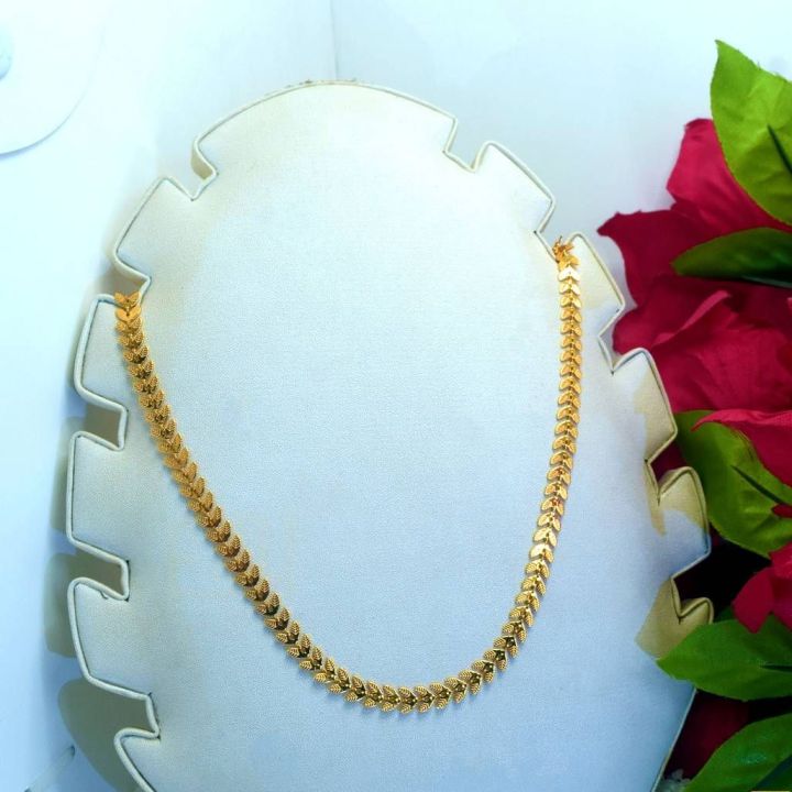 Gold plated Rich Look Full Leaf Chain 18/24 Inch For Women | Daraz.lk