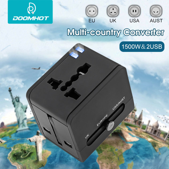 DoomHot Socket International Travel Adapter All-in-one Universal Wall Plug Multi-Outlets Adapter ...
