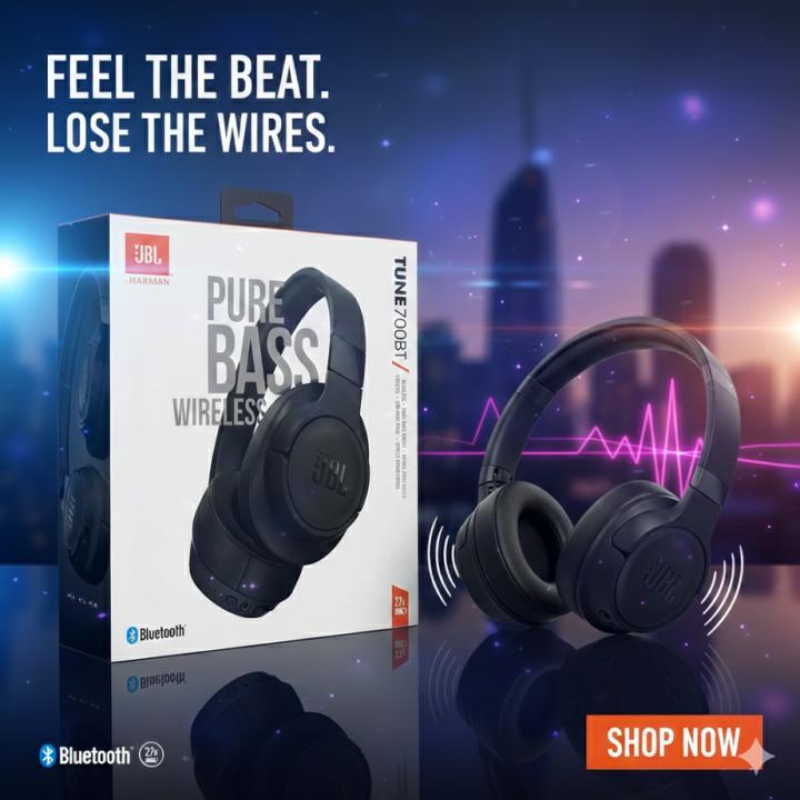 JBL 700BT Wireless On Ear Headphones BT5.0 Comfort Fit Foldable Clear ...