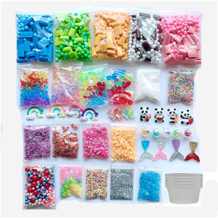 【GlobalTrendz】46PCS Slime Kit Foam Ball Plastic Beads Sponge Strip Gold ...