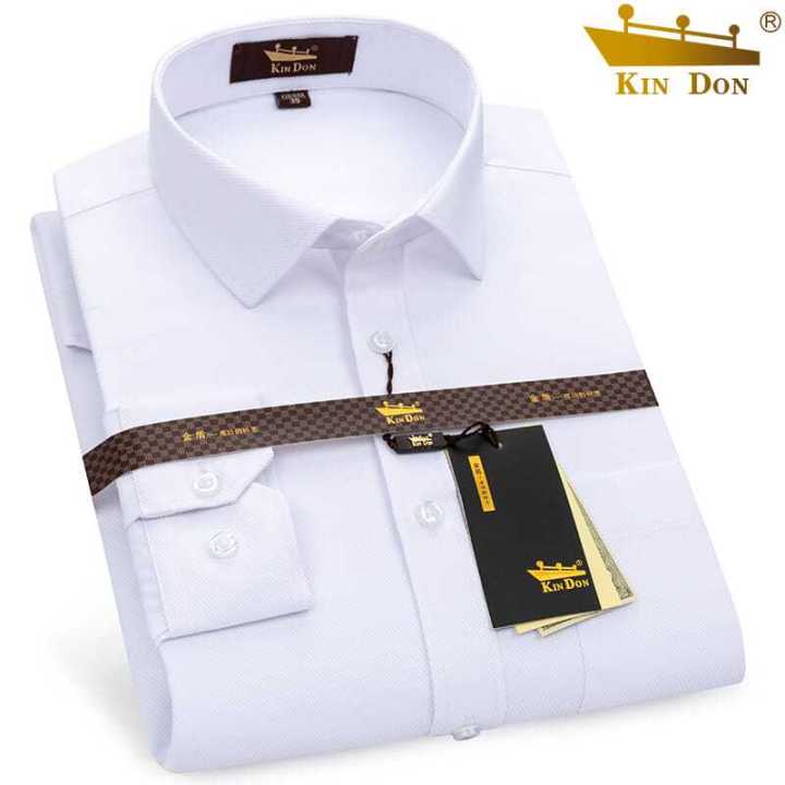 KIN DON/ JD Men's Long Sleeve Shirt Slim Solid Color Business Formal ...
