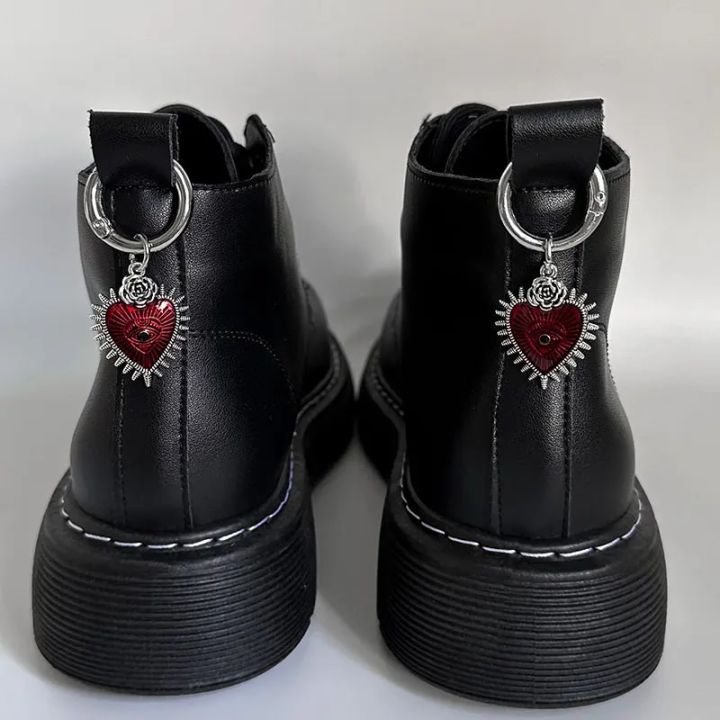 2PCS Enamel Rose Flowers Hearts Martin Boots Shoes Buckles Decoration ...