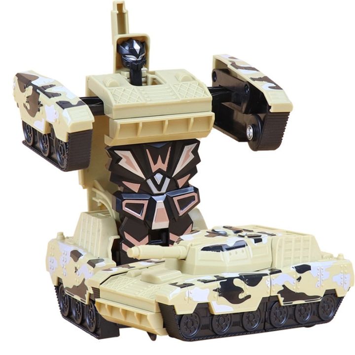【DIV MALL】2 IN 1 Deformation Robot Tank Model Car Inertial One Step ...