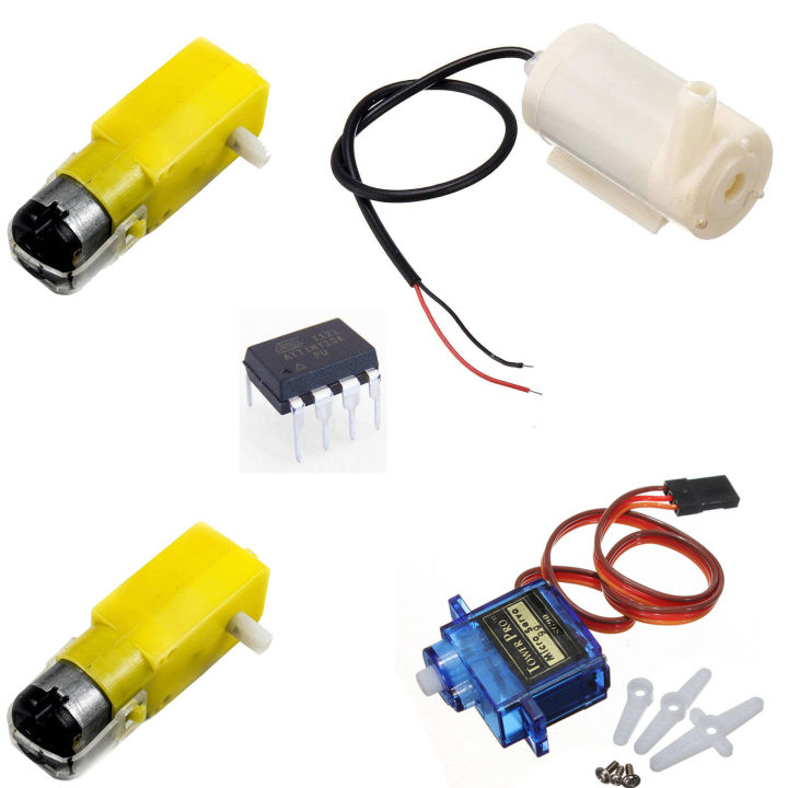 5 In 1 Robotic Kit with Attiny13A Microcontroller, Gear Motors 2Pcs ...