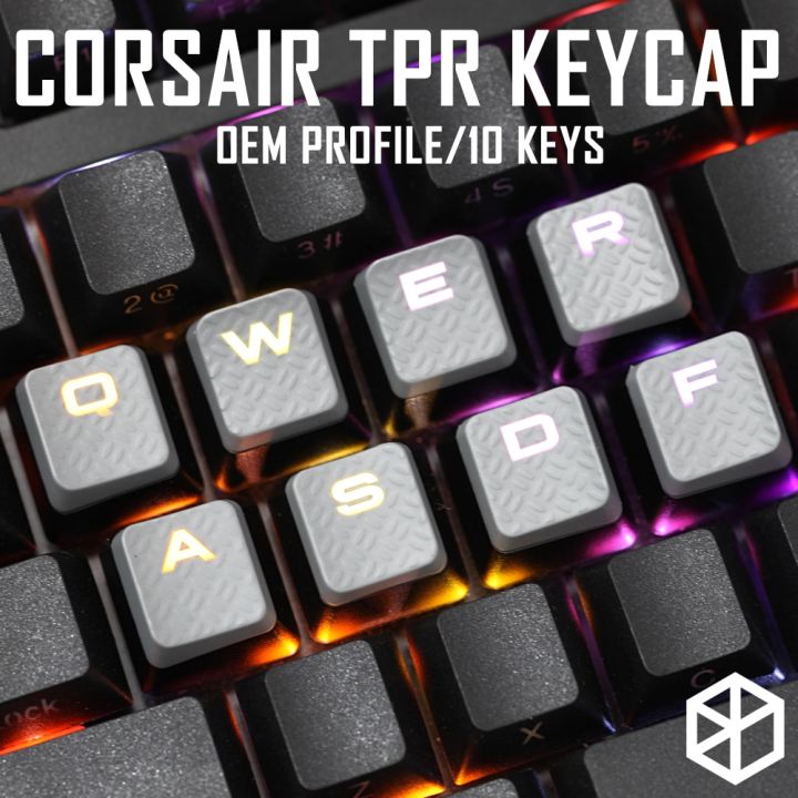 Gaming Keycap Set Cherry MX Compatible OEM Profile Set 10 keycaps wasd ...