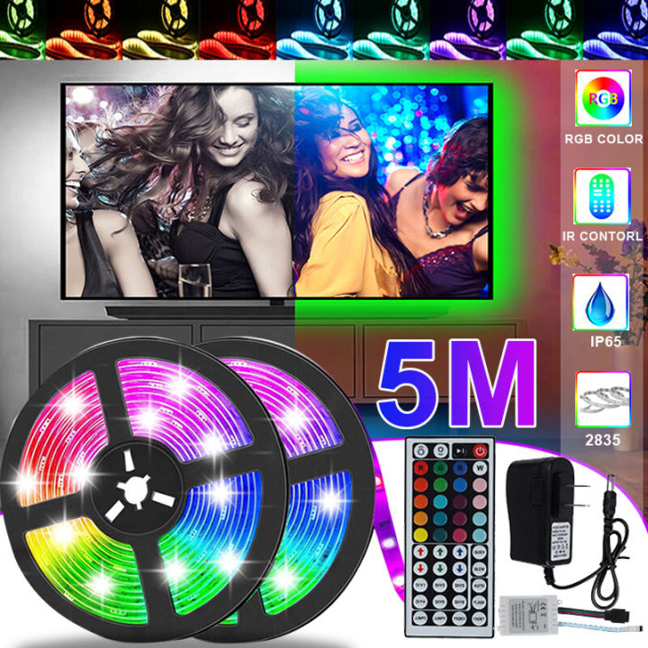 5M 16/20 Colors IP65 Waterproof RGB LED Strip Light with IR Control for ...