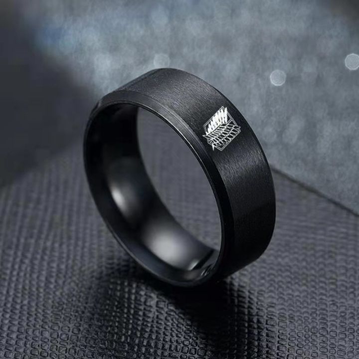 Anime Attack on Titan Titanium Stainless Steel Ring Shingeki no Kyojin ...