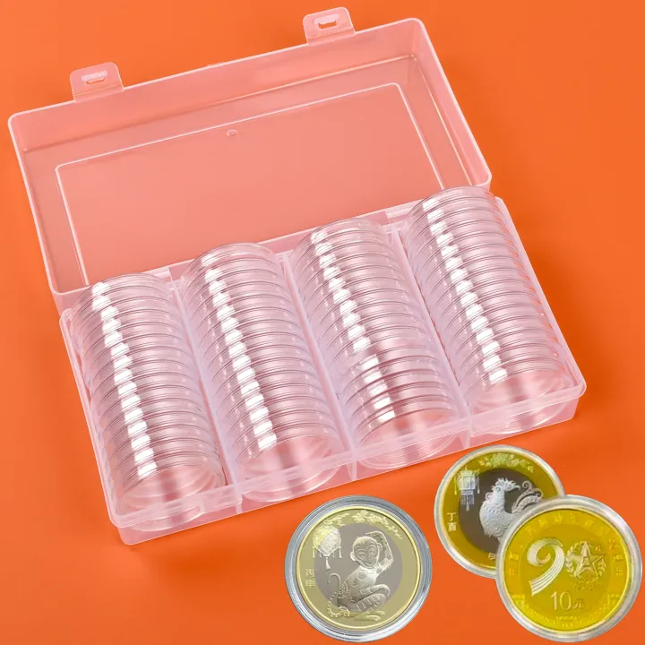 Box Collection Portable Holder Coin Storage Container Coin Clear Round ...