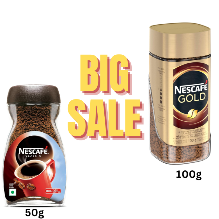 NESCAFÉ Gold Medium Roast Instant Coffee, 100g Jar + Nescafe Classic ...