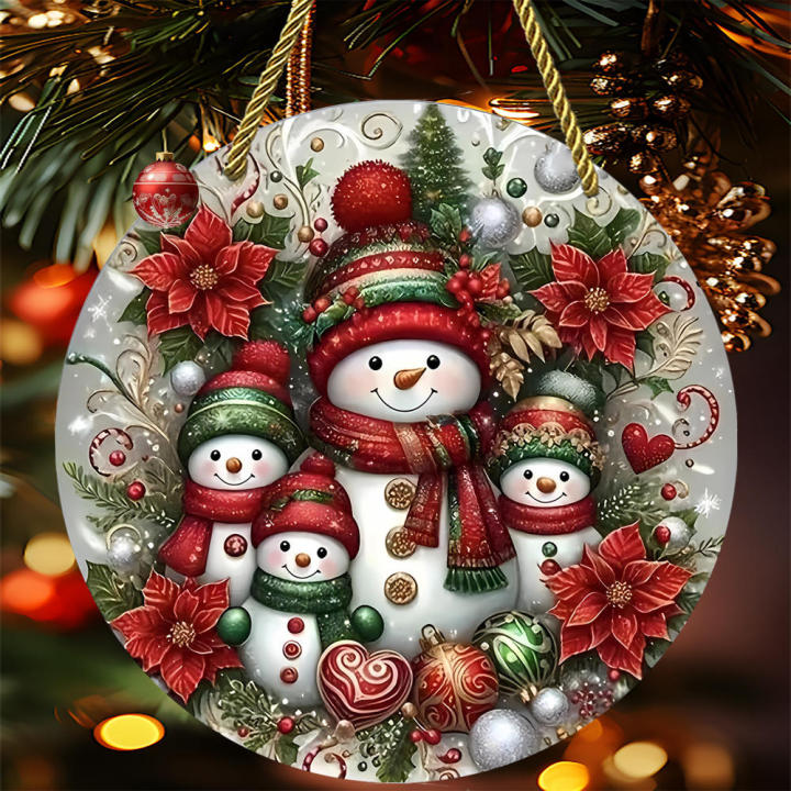 Christmas Round Door Hanger Round Winter Door Sign Smooth Festive for ...