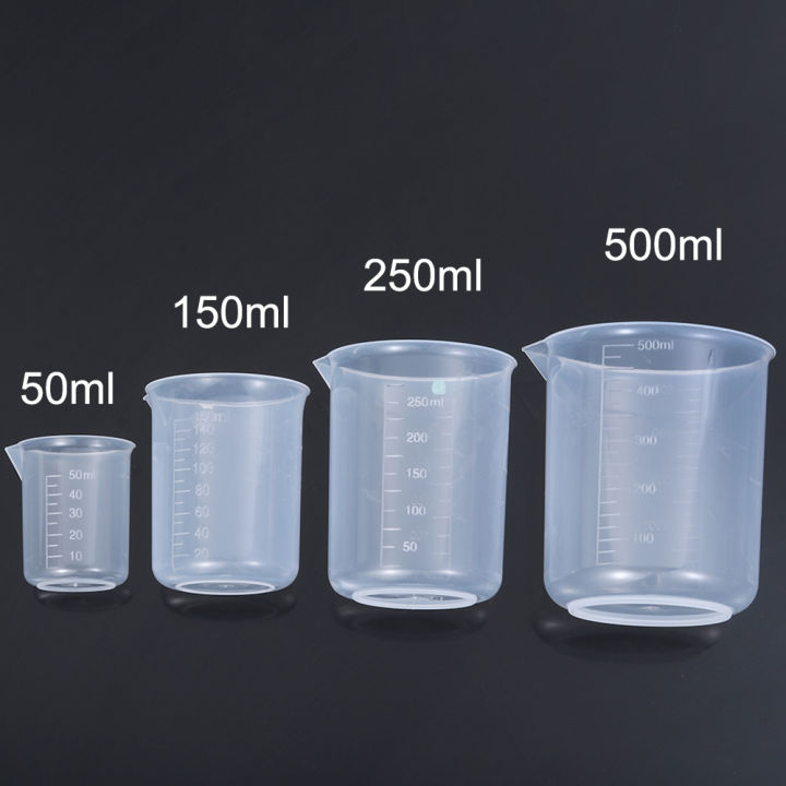 1/4Pcs 50/150/250/500ml Plastic Measuring Cup for Laboratory Beaker ...