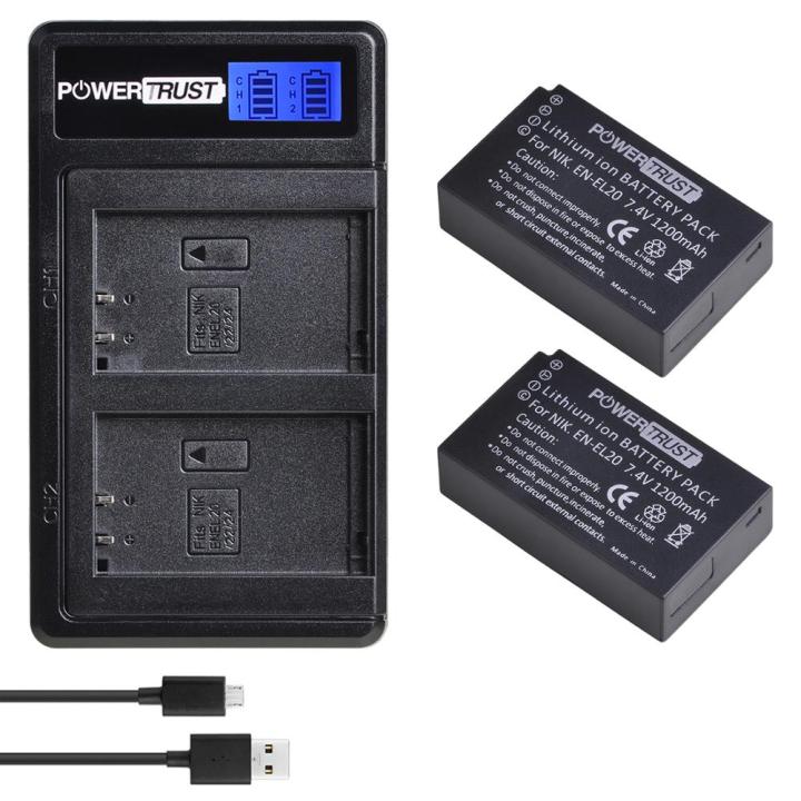 2pcs En-El20 En El20 Enel20 En El20a And Lcd Dual Charger For Coolpix P1000 Nikon1 J1 J2 J3 ...