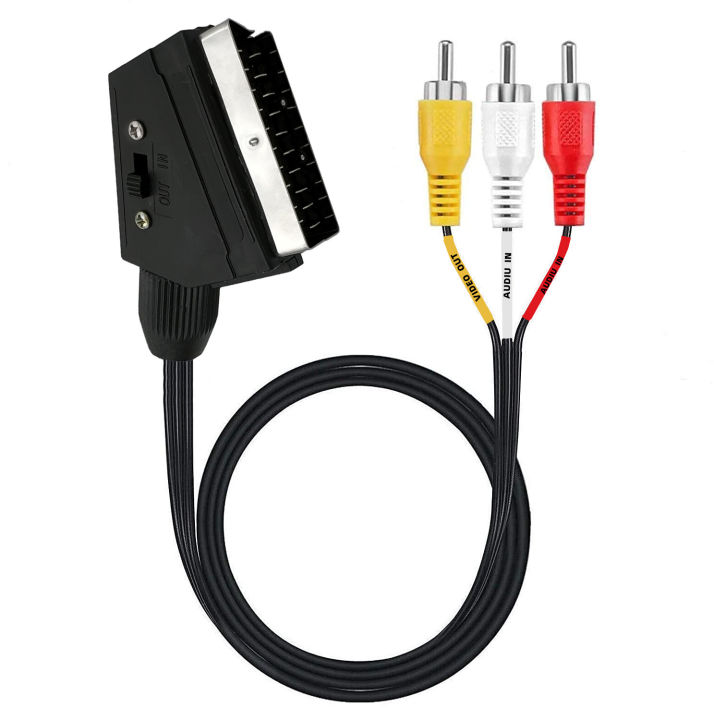 5ft 1.5m Scart To Rca Triple 3 X Phono Cable Composite Audio Video ...