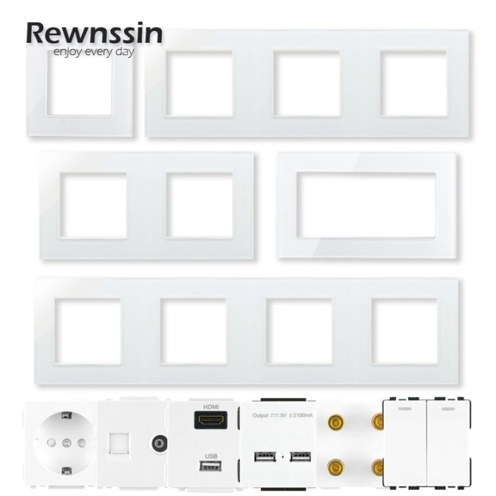 Power Switch Socket Module Part White Glass Panel Frame Diy Free ...