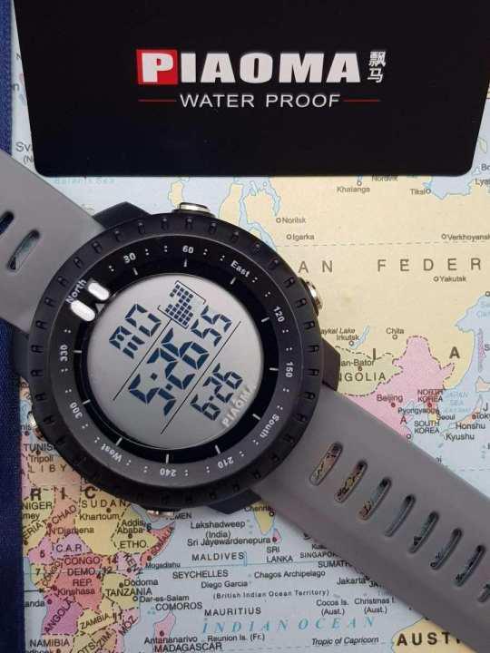 PIAOMA Big Display Digital Black Rubber Strap Sports Watch For Men ...