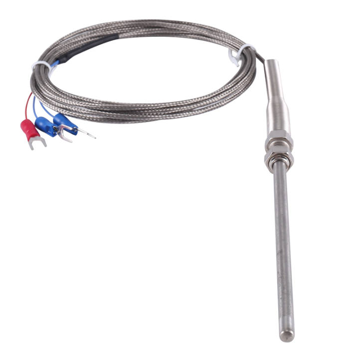 Steel Temperature Probe Pt100 RTD Sensor Cable 2M 98 mm 3 Wires -50 ...