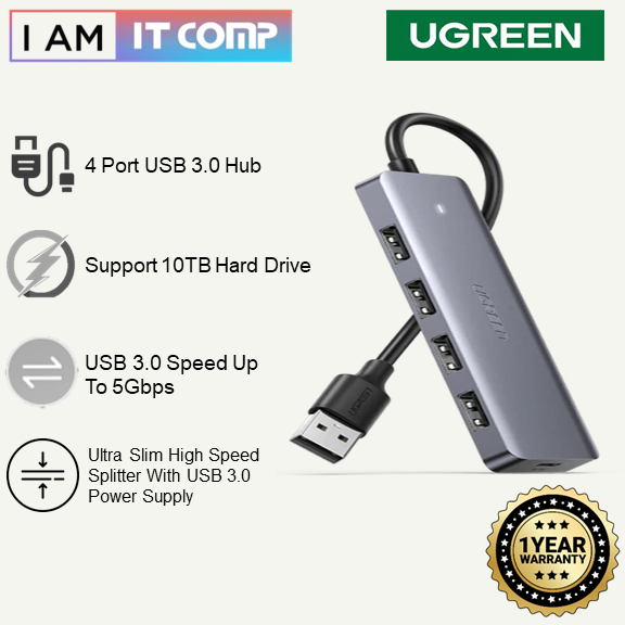 UGREEN 4 Port USB 3.0 Hub Ultra Slim High-Speed Splitter / USB 3.0 ...