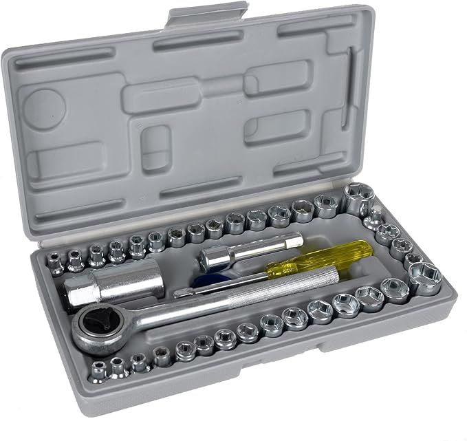 Comprehensive 40-Piece Socket Tool Set Featuring Precision Ratchet ...