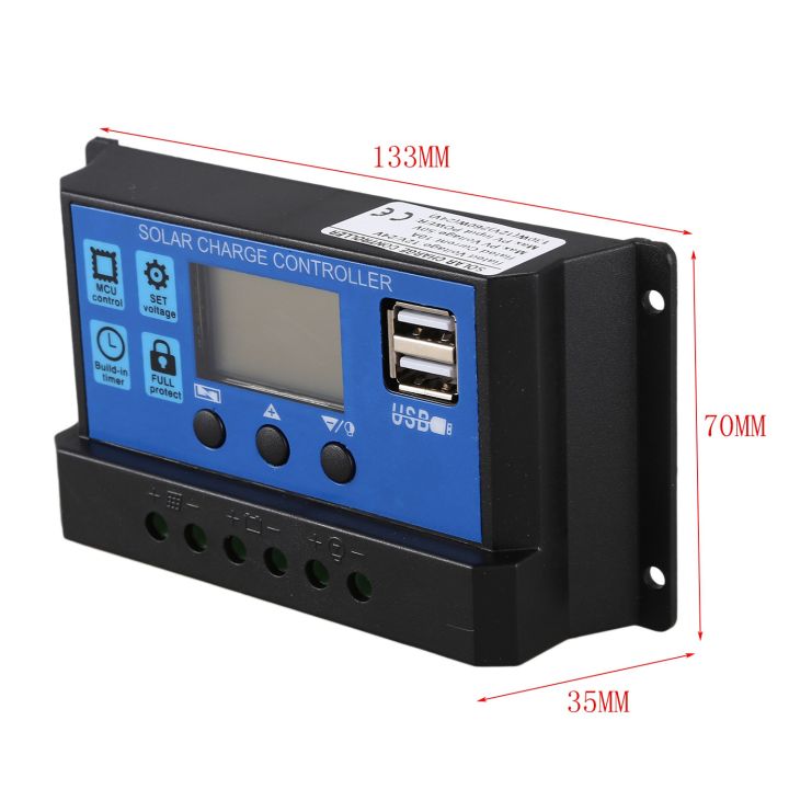 QUANBU 10A 12V 24V Auto work PWM Solar Charge Controller with LCD Dual ...