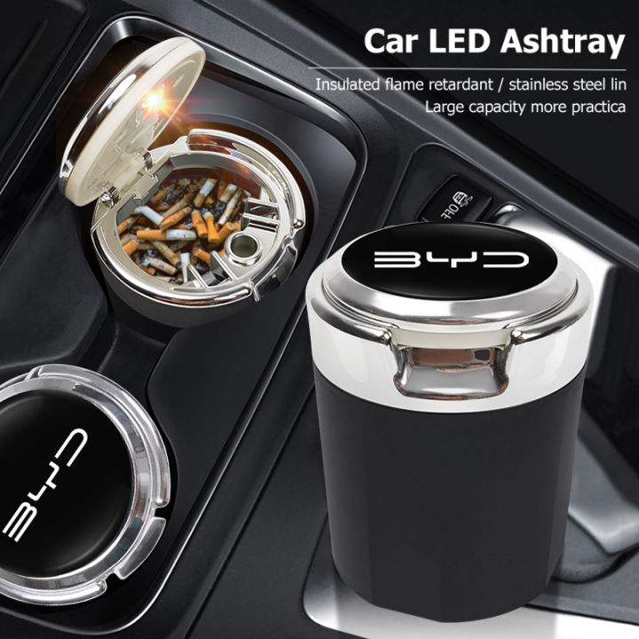 Car Emblem LED Ashtray Portable Ashes Holder For BYD Atto 3 Yuan Plus Han Tang EV F3 E6 Dmi Song ...