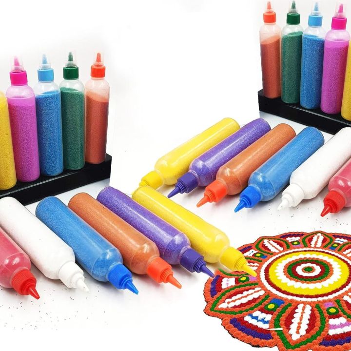 CraftVatika 24 Rangoli Colour Powder Tube Kit Diwali Decoration Items ...