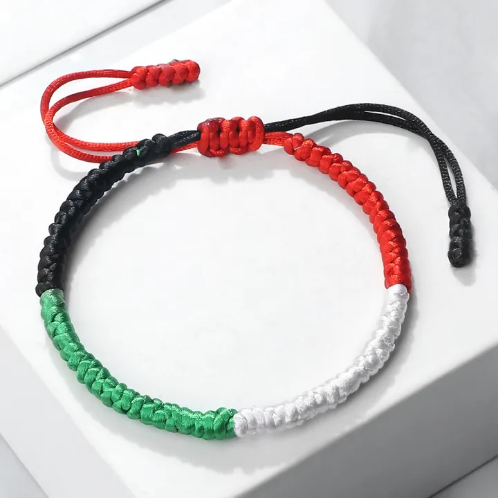 Palestine Flag Bracelet Green Black Blue Rope Braid Bangles Middle East ...