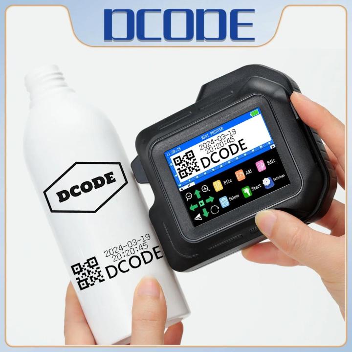 DCODE DC98 12.7mm Portable Mini Printer 2.8inch Touchscreen Handheld Inkjet Printer QR Barcode ...