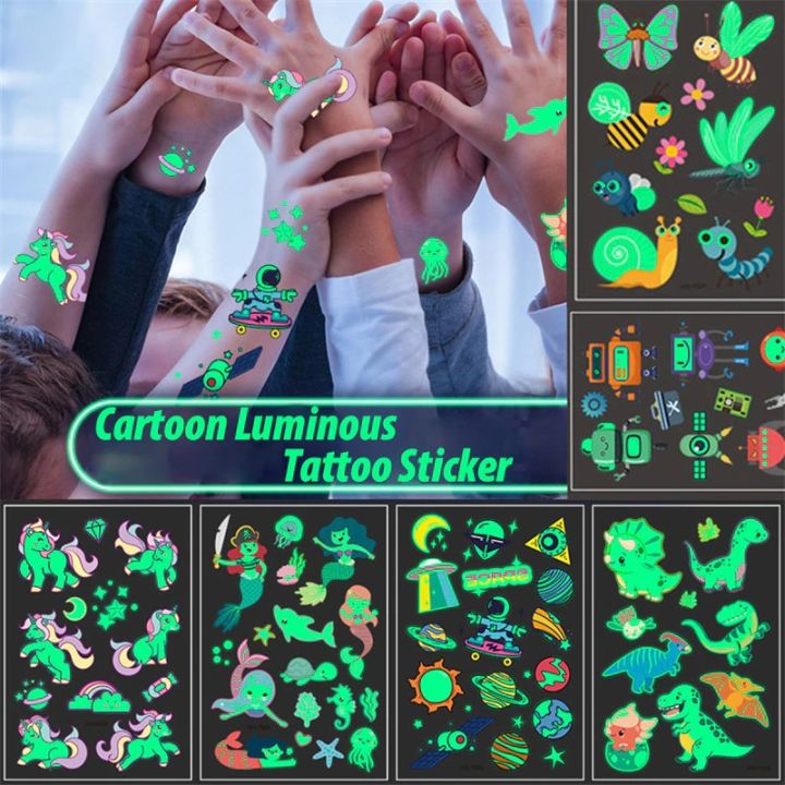 Luminous Waterproof Temporary Tattoo Stickers Body Art Hand Foot for ...