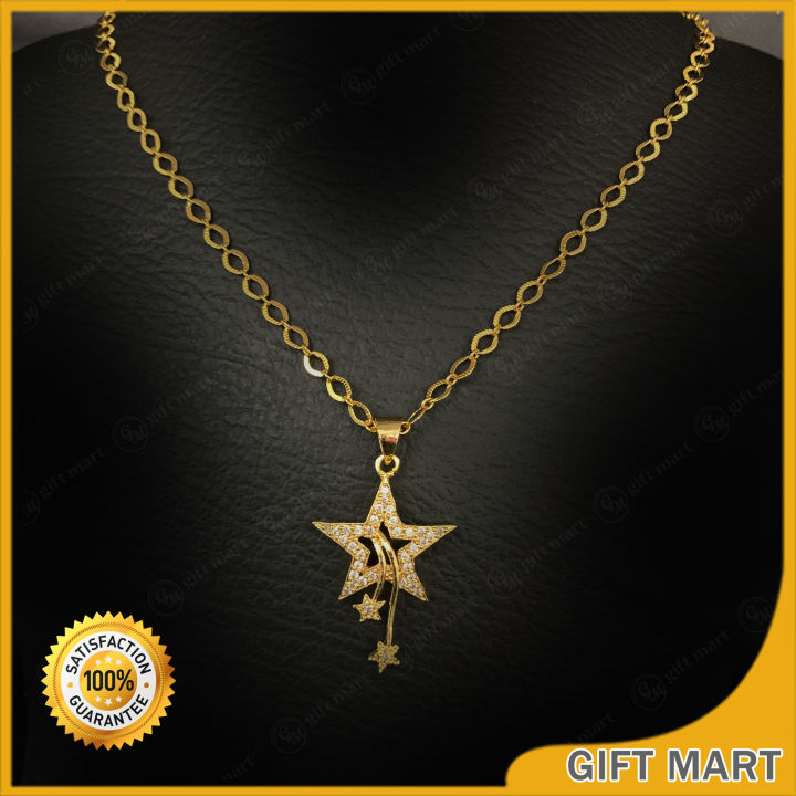 Gold Plated Link Chain with White Stone Shooting Star Pendant ...