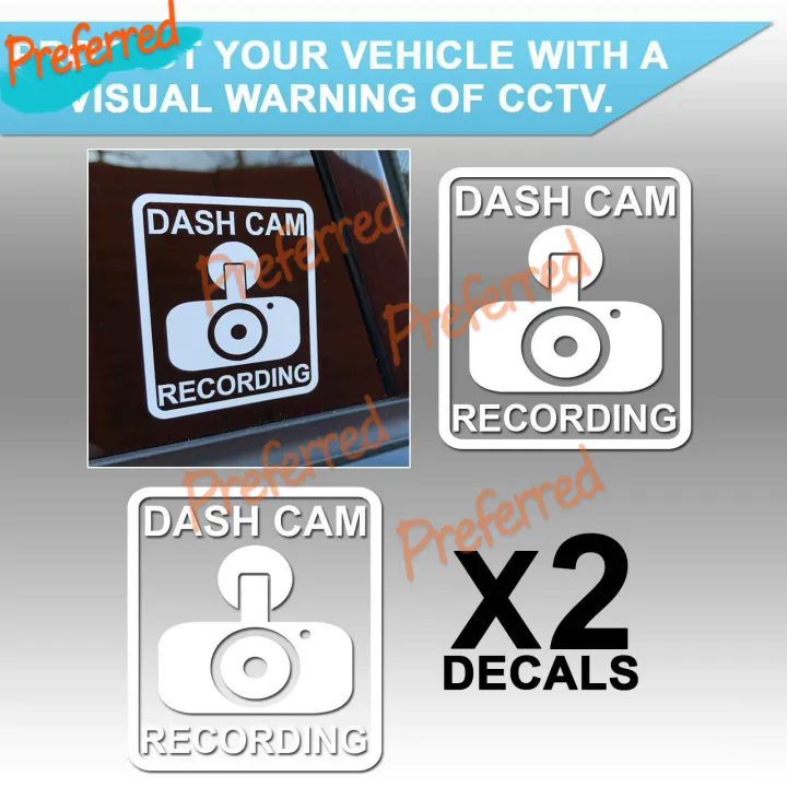 Dash Cam Recording Car Security Window Bumper Vinyl Decal Sticker Cctv ...