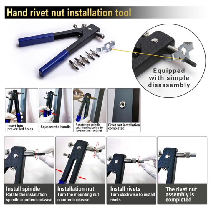 Pressure Rivet Nut Tool Kit, 430Pcs Metric Rivet Nut Combination, B ...