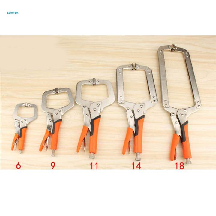 18in Locking C-Clamp with Swivel Pads Steel Plier Vice C Clamp Welding ...