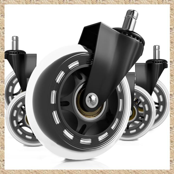Office Chair Wheels Replacement - 3inch Clear Rubber Caster Wheels for ...