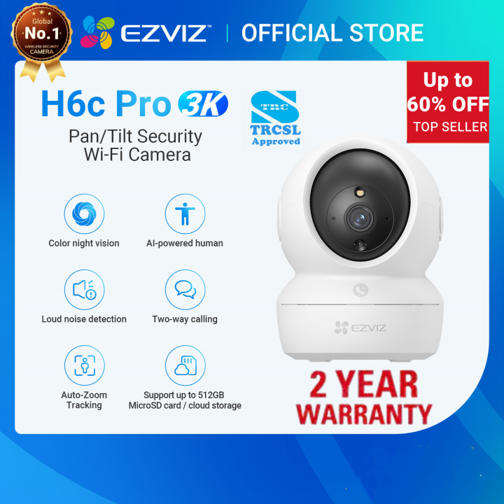Ezviz H6c Pro 5MP CCTV IP Camera 3K Indoor Pan/Tilt Security Wi-Fi ...