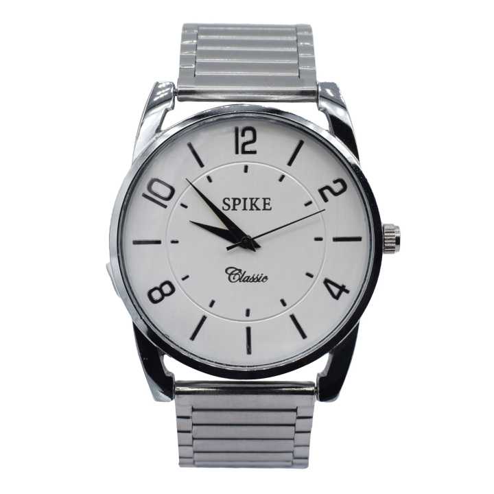 SPIKE WHITE DIAL SILVER COLOR METAL GENTS WATCH | Daraz.lk