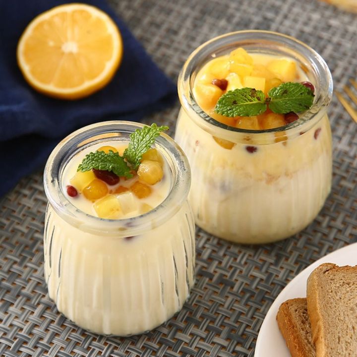 DIY Glass Pudding Glass Jar Mini Transparent Yogurt Bottle With Lid 100 ...
