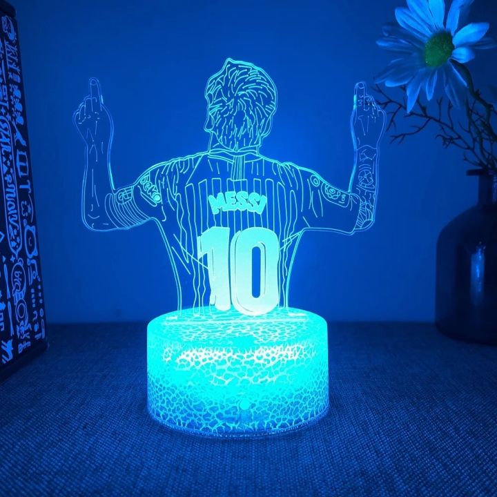 3D Night Light Football Character Messi 3D Lamp USB Black Touch ...