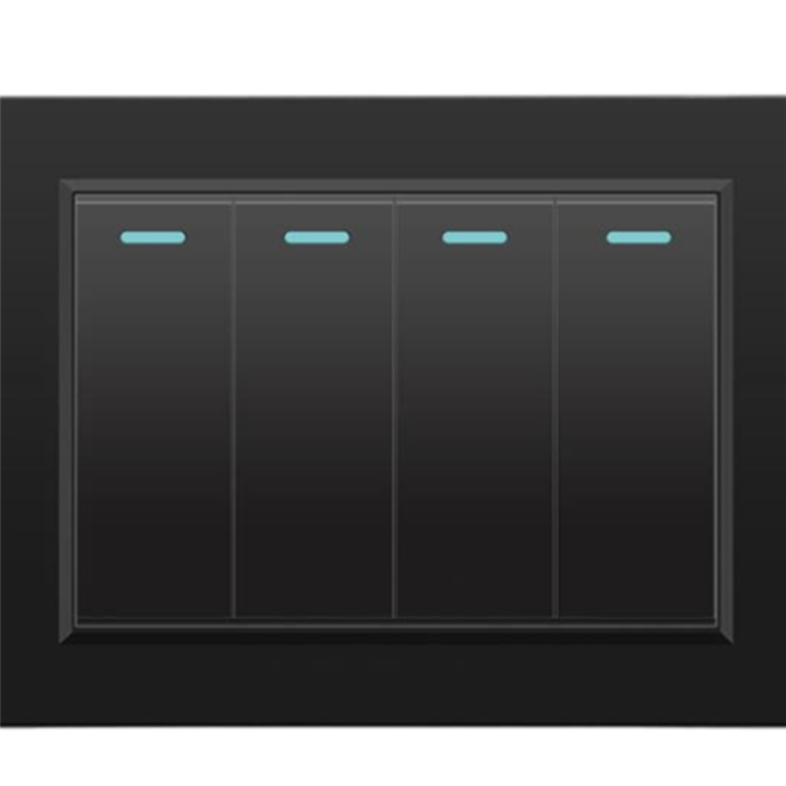 Wall Mounted Electrical Switch Tempered Glass Panel Black Mechanical ...